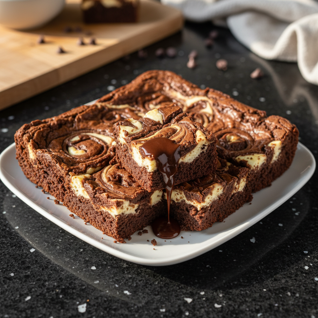 Brownies Tourbillonnés au Fromage Blanc Crémeux - Recettesfrancaises
